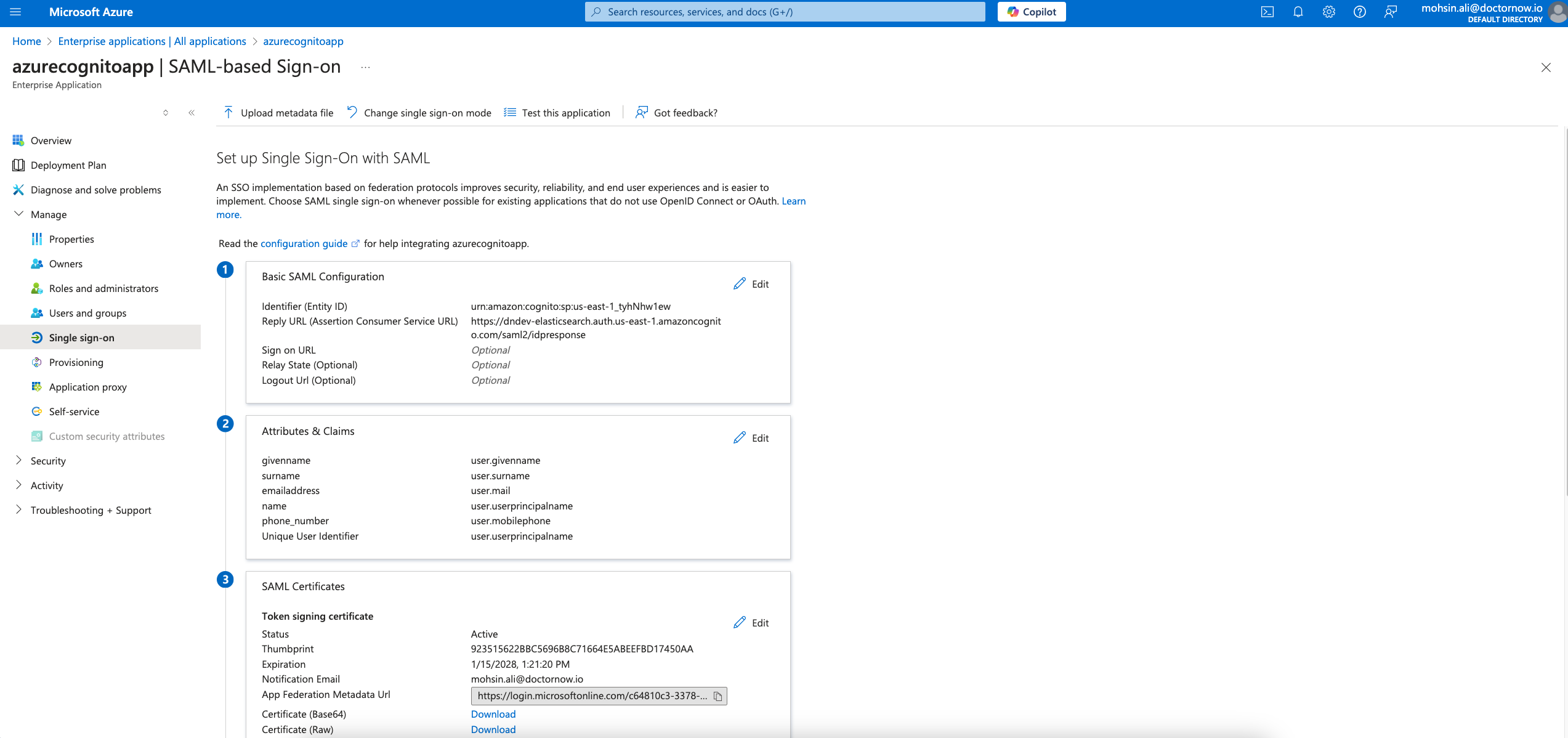 Set Up Amazon Cognito for Federated Authentication Using Azure AD – DocNow