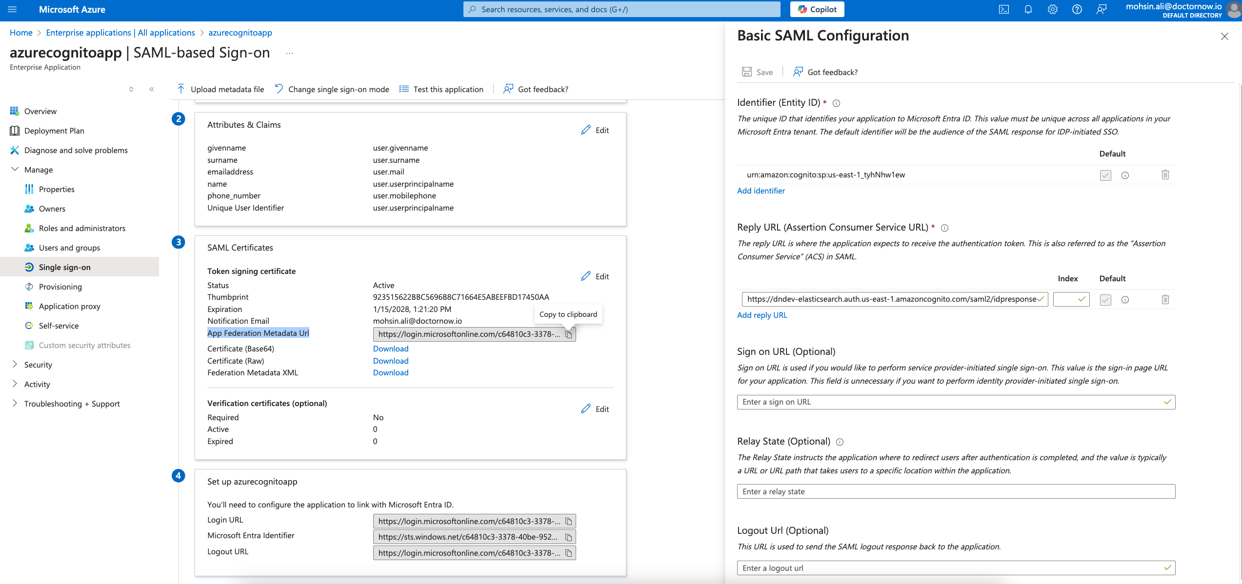 Set Up Amazon Cognito For Federated Authentication Using Azure Ad Docnow